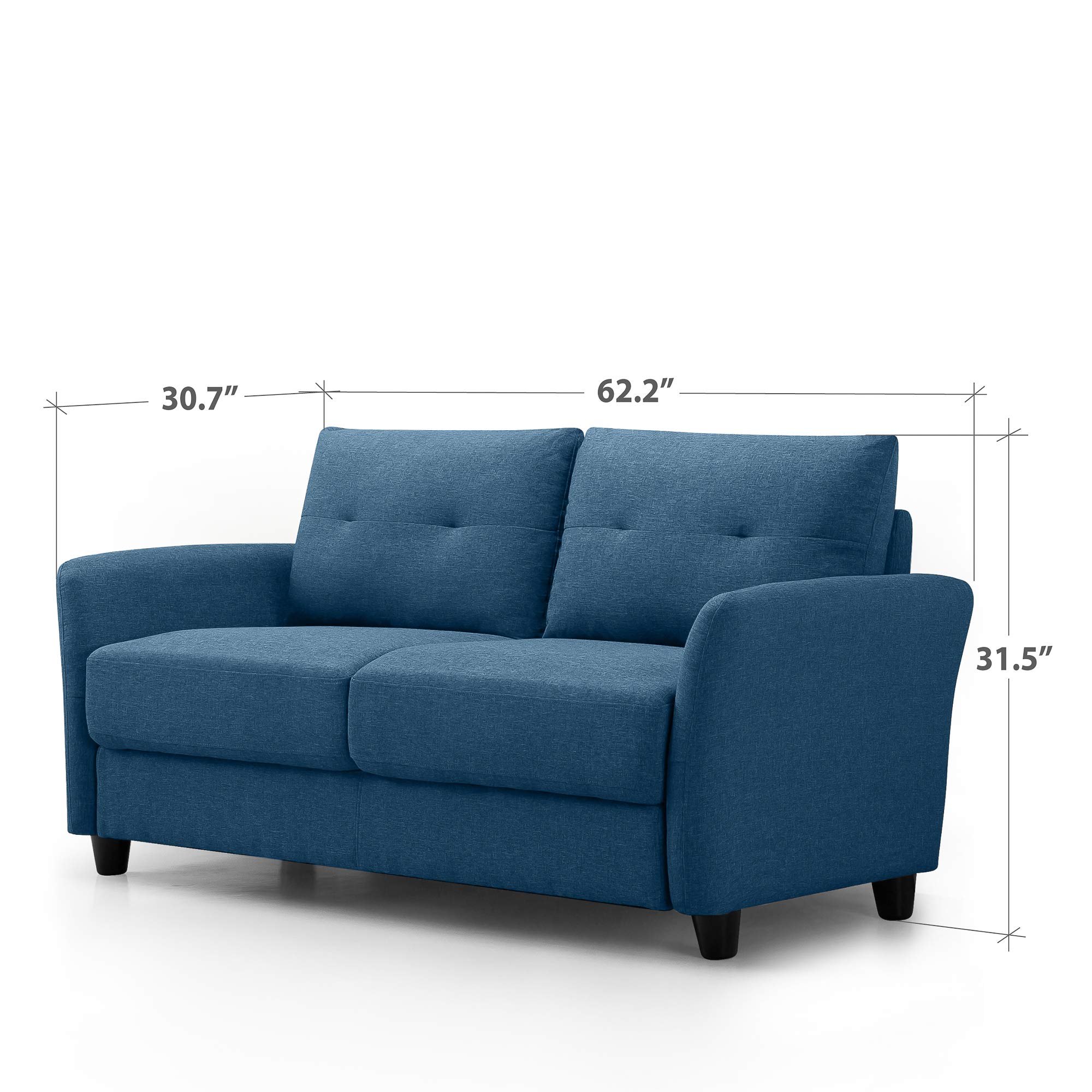 ZINUS Ricardo Loveseat Sofa Tufted Cushions, Easy, Tool-Free Assembly, Lyon Blue