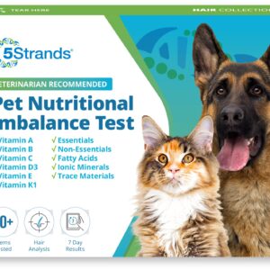 5Strands Pet Nutrition Deficiency Test, 44 Vitamins and Minerals Tested, at Home Dog or Cat Hair Sample Collection Kit, Results in 7 Days, Works for All Ages and Breeds