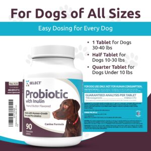 K9 Select Probiotic for Dogs, with Inulin - 90 Chewable Tablets - Supports Healthy Digestion and Nutrient Absorption - Dog Probiotics and Digestive Enzymes - Probiotics for Dogs Digestive Health