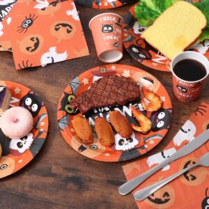 Hemoton Paper Tableware set for Halloween Nightmare Party Supplies with 24pcs Plates 24pcs Cups and 48pcs Napkins