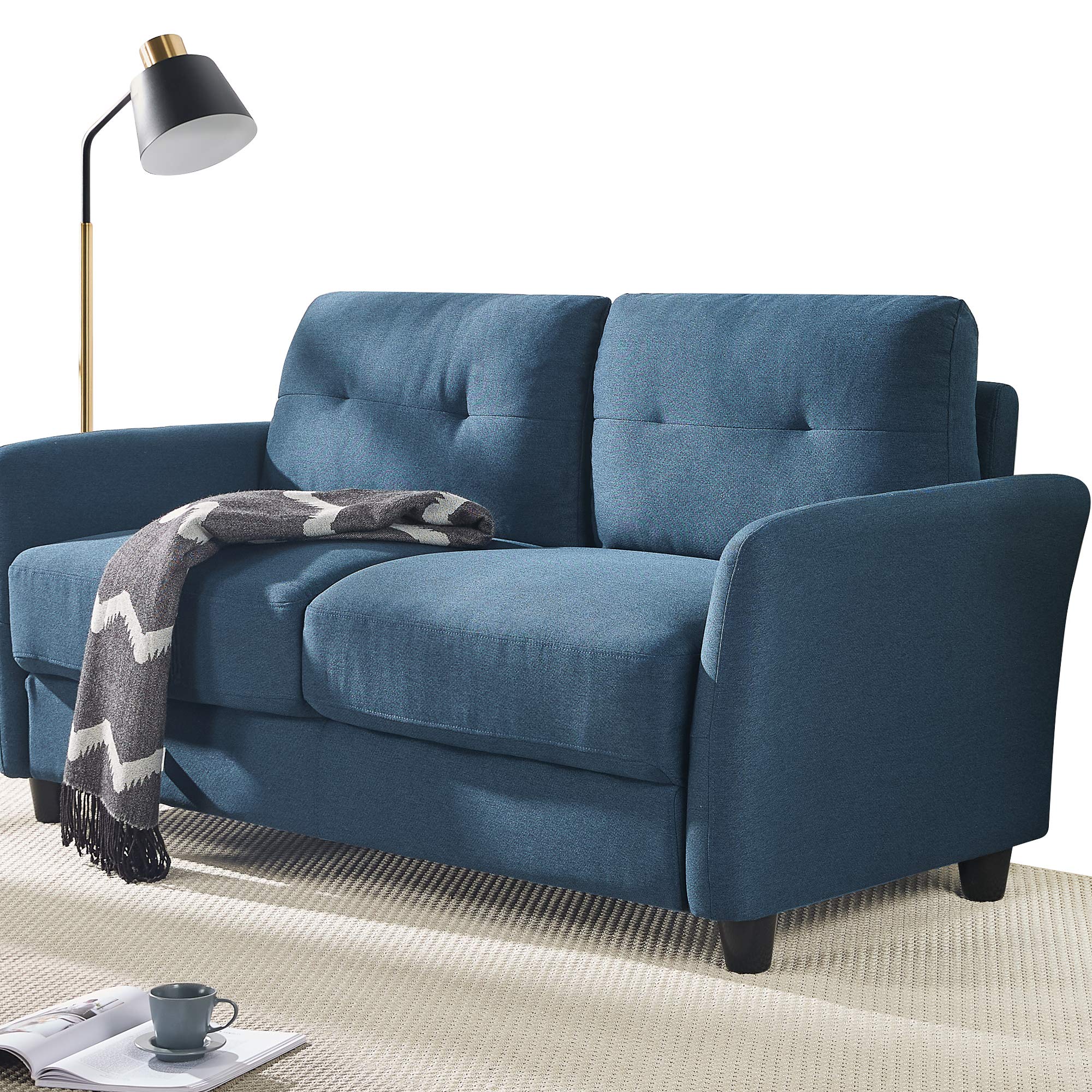 ZINUS Ricardo Loveseat Sofa Tufted Cushions, Easy, Tool-Free Assembly, Lyon Blue