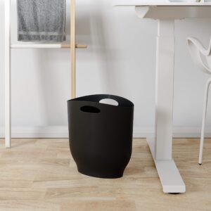 Umbra Harlo, 2.4 Gallon, Black Sleek & Stylish Bathroom Trash Can, Small Garbage Bin Wastebasket for Narrow Spaces at Home or Office, 2-1/2 Gallon Capacity, 7 x 13 x 12 (1012181-040)