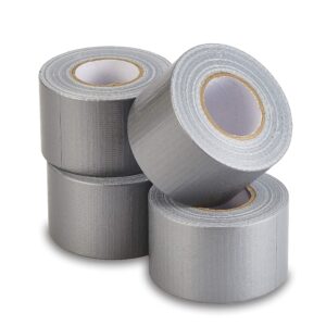 lichamp 4 rolls mini duct tapes, waterproof no residue pocket size gray duct tape for travel camping packaging taping sealing repairing tying, tear by hand, 2 inches x 27 yards