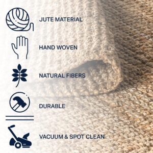 JONATHAN Y NRF103A-8 Pata Hand Woven Chunky Jute with Fringe Indoor Area -Rug Bohemian Farmhouse Easy -Cleaning Bedroom Kitchen Living Room Non Shedding, 8 ft x 10 ft, Natural Color