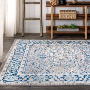 JONATHAN Y MDP204A-3 Modern Boho Floral Gray/Navy 3 ft. x 5 ft. Area-Rug, Bohemian, Easy-Cleaning,for Bed,Kitchen,Living Rooms, Non Shedding