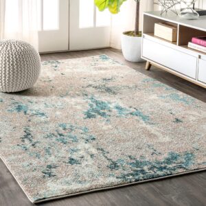 jonathan y ctp103a-3 contemporary pop modern abstract vintage faded indoor area-rug bohemian easy-cleaning high traffic bedroom kitchen living room non shedding, 3 x 5, gray/blue