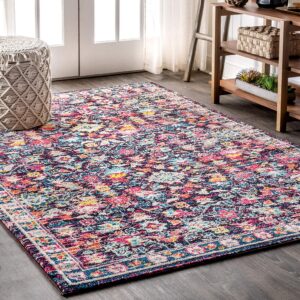 jonathan y mdp200a-8 modern boho floral bohemian vintage country indoor area-rug country easy-cleaning bedroom kitchen living room non shedding, 8 ft x 10 ft, multi,purple