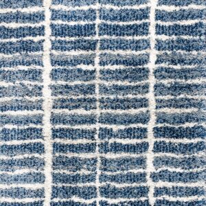 JONATHAN Y MBS101B-3 Merida Stacked Grid Shag Indoor Area -Rug Bohemian Modern Glam Easy -Cleaning Bedroom Kitchen Living Room, 3 X 5, Indigo Blue/Ivory