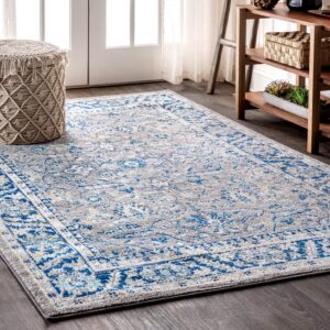 jonathan y mdp204a-3 modern boho floral gray/navy 3 ft. x 5 ft. area-rug, bohemian, easy-cleaning,for bed,kitchen,living rooms, non shedding