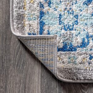 JONATHAN Y MDP204A-3 Modern Boho Floral Gray/Navy 3 ft. x 5 ft. Area-Rug, Bohemian, Easy-Cleaning,for Bed,Kitchen,Living Rooms, Non Shedding