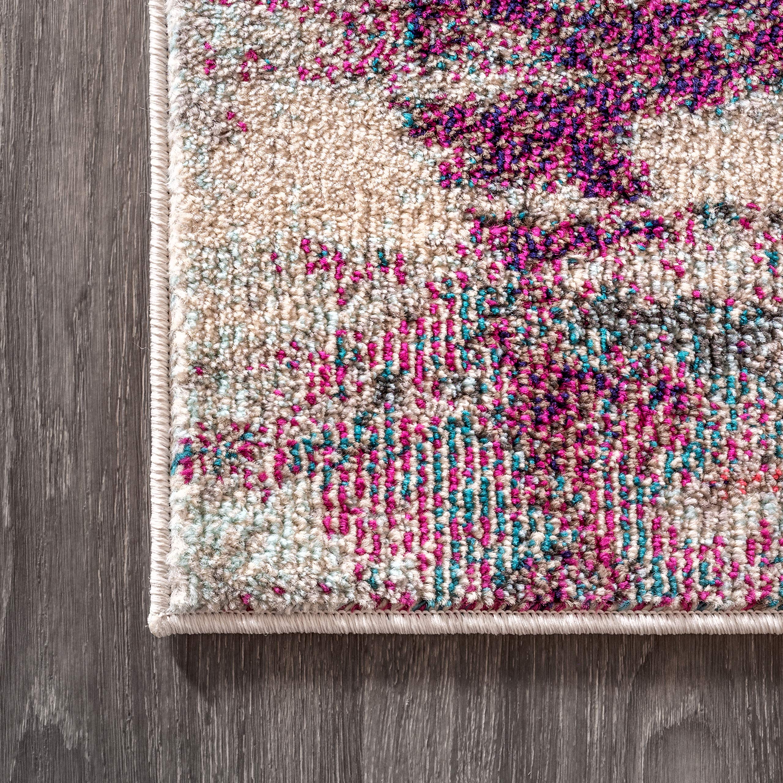 JONATHAN Y CTP102A-8 Contemporary POP Modern Abstract Brushstroke Cream/Pink 8 ft. x 10 ft. Area-Rug, Bohemian, Easy-Cleaning, for Bedroom, Kitchen, Living Room, Non Shedding