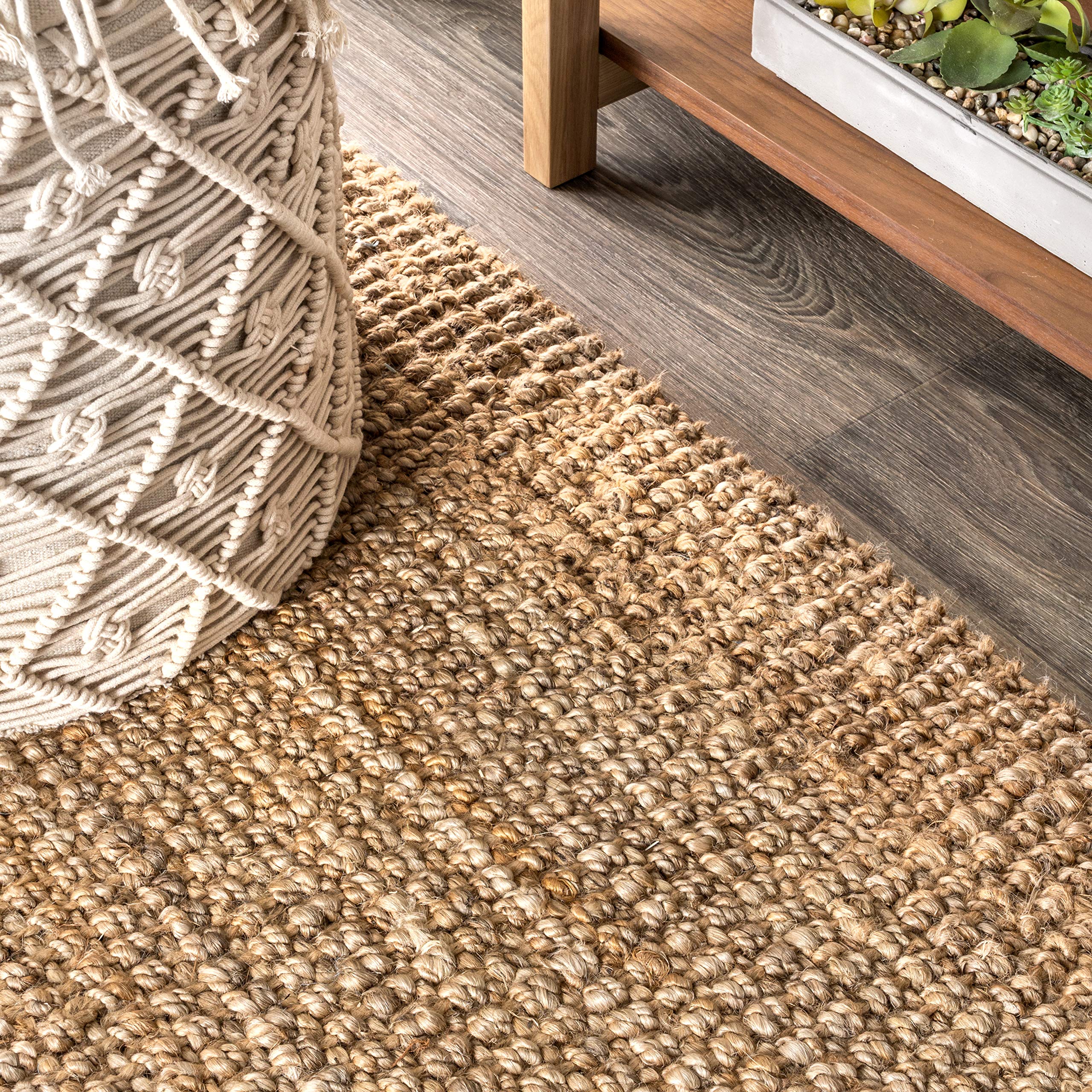 JONATHAN Y NRF103A-8 Pata Hand Woven Chunky Jute with Fringe Indoor Area -Rug Bohemian Farmhouse Easy -Cleaning Bedroom Kitchen Living Room Non Shedding, 8 ft x 10 ft, Natural Color