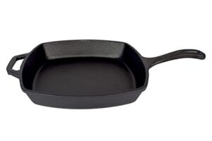 jim beam jb0217 10.5" pre seasoned cast iron square skillet for grill, gas, oven, electric, induction and glass, black