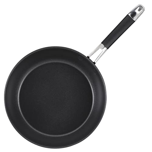 Anolon Smart Stack Hard Anodized Nonstick Frying Pan Set/ Skillet Set - 10 Inch and 12 Inch, Black