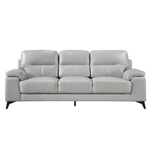 Homelegance 89" Leather Sofa, Silver Gray