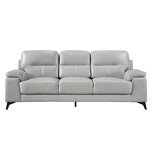 Homelegance 89" Leather Sofa, Silver Gray