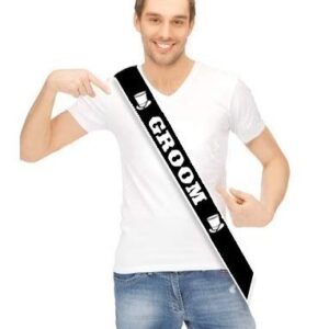 Brosash Groom Sash, Bachelor Party Sash Groom to Be Ideas Supplies Gifts Joke Favors Bachelorette Party Supplies Decorations Decor Wedding Shower Gift Bride Engagement Bridal (White)