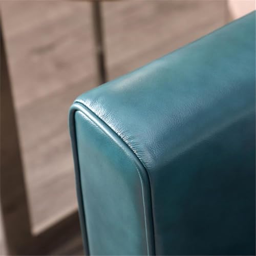 Nice Link Home Furnishings Payton Mid Century Leather Sofa Tufted Back in Turquoise with Metal Legs