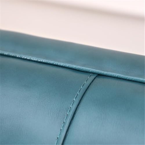 Nice Link Home Furnishings Payton Mid Century Leather Sofa Tufted Back in Turquoise with Metal Legs