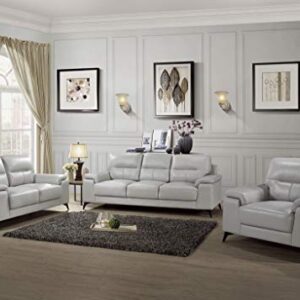 Homelegance 89" Leather Sofa, Silver Gray