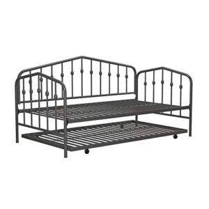 Novogratz Bushwick Metal Daybed & Trundle | Twin Size - Gunmetal Gray Daybeds