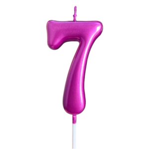 7th birthday candle seven years purple happy birthday number 7 candles for cake topper decoration for party kids adults numeral 70 47 27 37 77 75