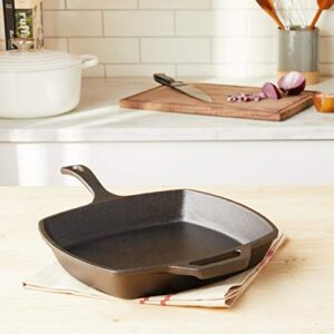 Jim Beam JB0217 10.5" Pre Seasoned Cast Iron Square Skillet for Grill, Gas, Oven, Electric, Induction and Glass, Black