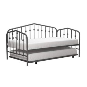 Novogratz Bushwick Metal Daybed & Trundle | Twin Size - Gunmetal Gray Daybeds