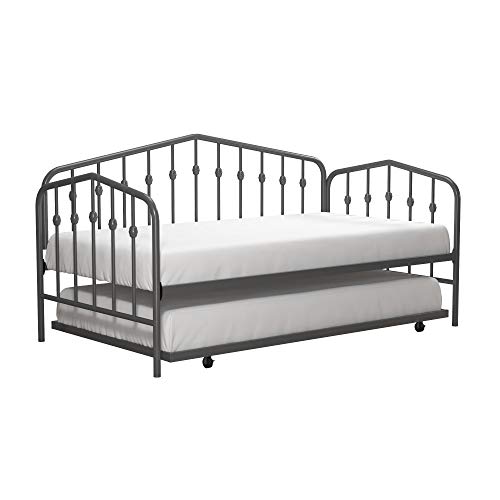 Novogratz Bushwick Metal Daybed & Trundle | Twin Size - Gunmetal Gray Daybeds