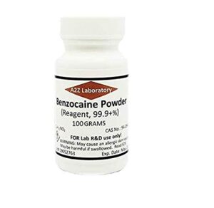 benzocaine (free of hcl), fine powdr/crystals, high purity, 100 grams, 99.99+%, same day ship