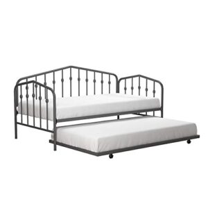 Novogratz Bushwick Metal Daybed & Trundle | Twin Size - Gunmetal Gray Daybeds