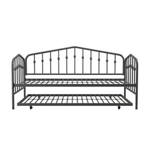 Novogratz Bushwick Metal Daybed & Trundle | Twin Size - Gunmetal Gray Daybeds