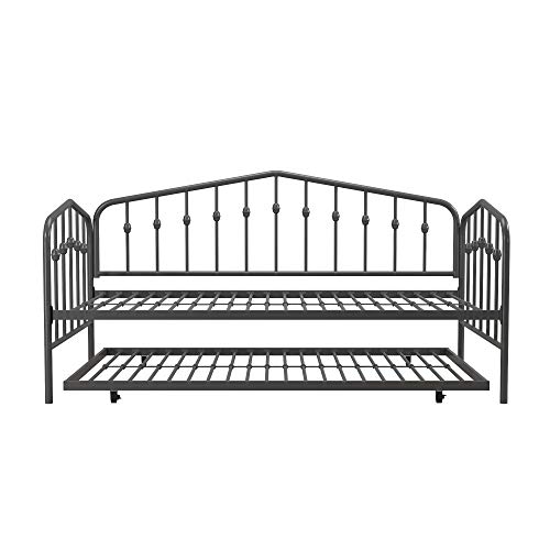 Novogratz Bushwick Metal Daybed & Trundle | Twin Size - Gunmetal Gray Daybeds