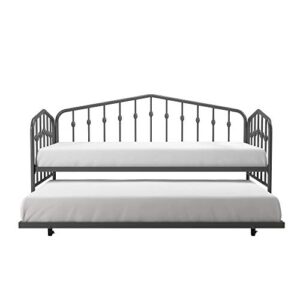 Novogratz Bushwick Metal Daybed & Trundle | Twin Size - Gunmetal Gray Daybeds