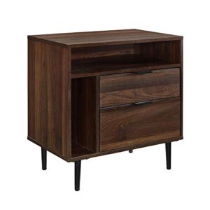 walker edison modern wood nightstand side table bedroom storage drawer and shelf bedside end table, 25 inch, dark walnut