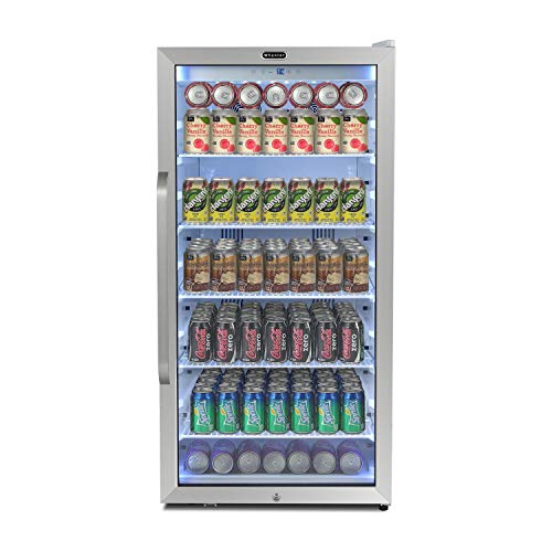 Whynter CBM-815WS Freestanding 8.1 cu. ft. Stainless Steel Merchandiser Superlit Door and Lock – White Commercial Beverage Refrigerator, Silver