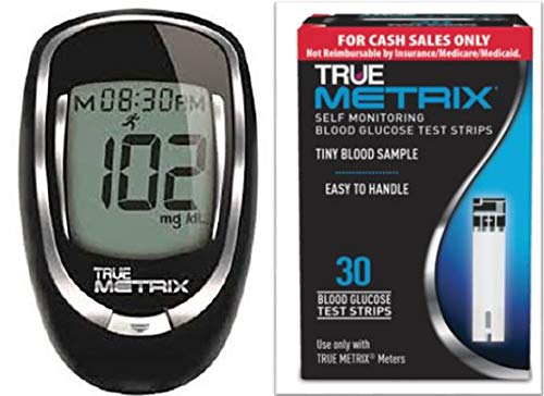 TrueMetrix Blood Glucose System Plus 30 Test Strips Bundle (Triple Sense Technology)