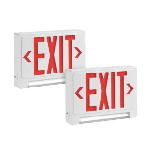 ciata 2 pack ultra bright energy-efficient lighted exit signs with battery backup, indoor led emergency exit sign, battery powered exit sign, exit signs for business, led adjustable light pipe combo