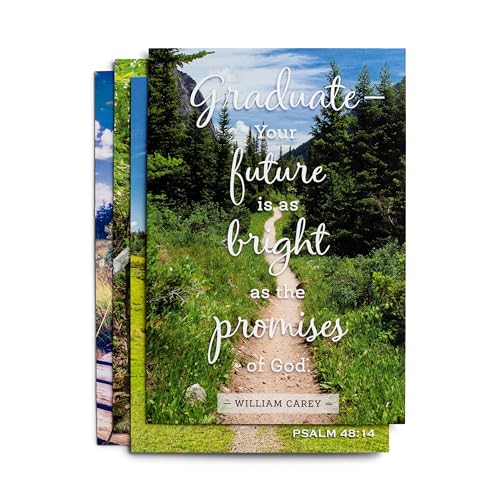 DaySpring - Paths Graduation - King James Version - 12 Boxed cards & Envelopes (4 Design Assortment with Scripture) - Graduate Your Future is as Bright as the Promises of God (J1336)