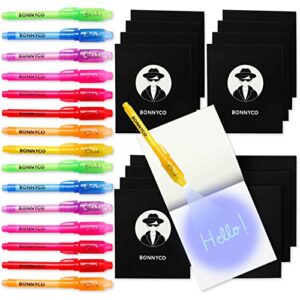 bonnyco invisible ink pen and notebook, pack of 16 party favors for kids birthday | spy pen party supplies, pinata stuffers, prizes for kids | magic pen birthday party favors, prizes for students