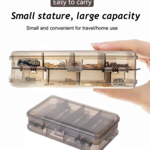 AKOAK 1 Pack Double Compartment Portable Jewelry Box Plastic Transparent Earrings Storage Box 10 Grid Mini Storage Box (Transparent black)