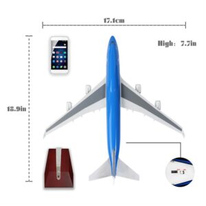 24-Hours 18” 1:130 Scale Airplane Model Dutch Airlines 747 Plane Model KLM Model Plane with LED Light(Touch or Sound Control) for Decoration or Display