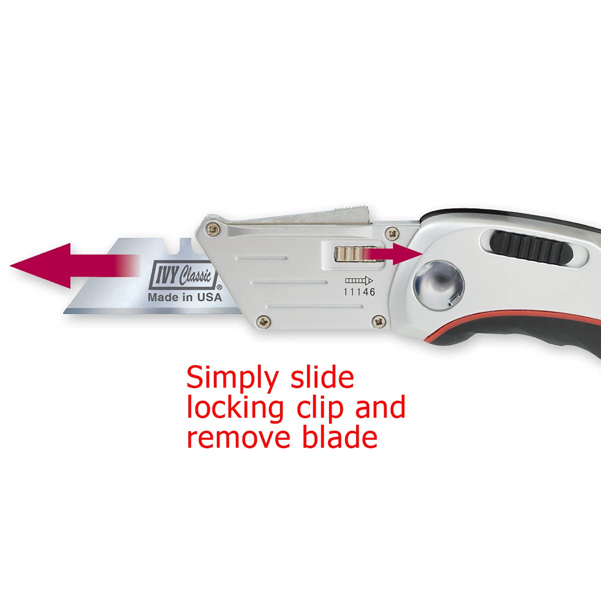 IVY Classic 11146 Hinge-Loc Folding Utility Knife with Blade Storage, 1/Card