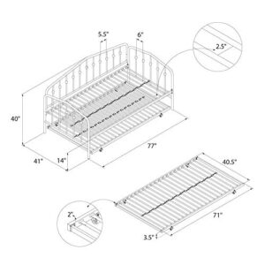 Novogratz Bushwick Metal Daybed & Trundle | Twin Size - Gunmetal Gray Daybeds