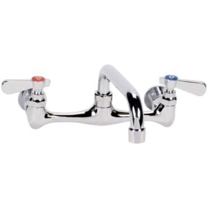 commercial wall mount kitchen sink faucet 8 inches centers with 8 inches swing spout