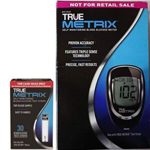 TrueMetrix Blood Glucose System Plus 30 Test Strips Bundle (Triple Sense Technology)