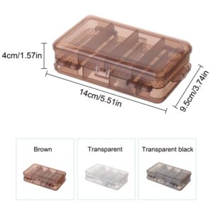 AKOAK 1 Pack Double Compartment Portable Jewelry Box Plastic Transparent Earrings Storage Box 10 Grid Mini Storage Box (Transparent black)