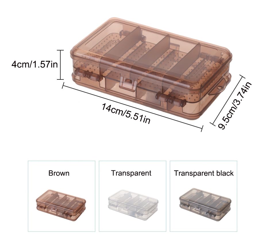 AKOAK 1 Pack Double Compartment Portable Jewelry Box Plastic Transparent Earrings Storage Box 10 Grid Mini Storage Box (Transparent black)