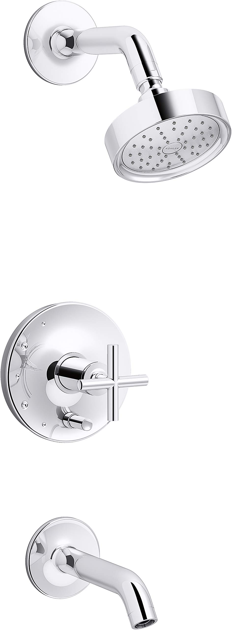 KOHLER Purist Rite-temp Bath and Shower Trim with Cross Handle and 1.75 Gpm Showerhead