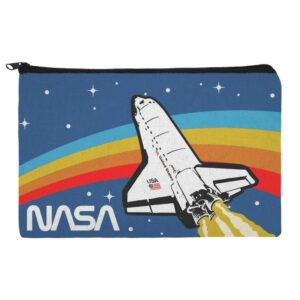 graphics & more nasa logo over space shuttle with rainbow pencil pen organizer zipper pouch case